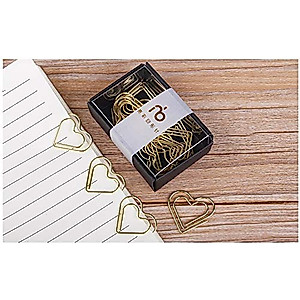 12Pcs Paper Clips Heart Shape PaperClips Metal Document Clips for School Office Bookmark Marking Organizing Clip Stationery Supplies(Golden)