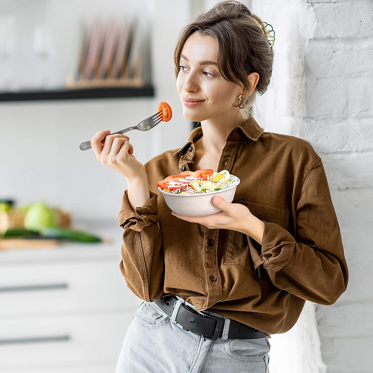 Green Tree Products Disposable Paper Bowls, 24 Oz [50 Pack] Large Bowl-100% Compostable, Biodegradable, Eco-friendly - Convenient for Daily Use for Salad, Hot Soup, and Pasta