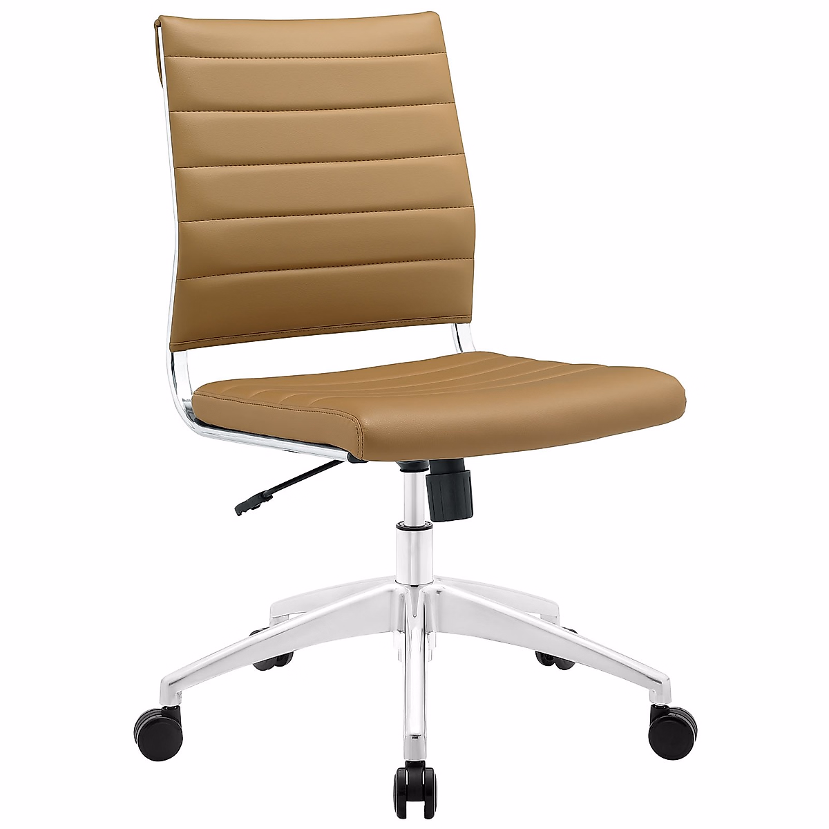 Modway Jive Ribbed Armless Mid Back Swivel Conference Chair In Tan
