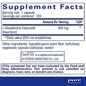 Pure Encapsulations Reduced Glutathione | Hypoallergenic Antioxidant Supplement to Support Liver and Cell Health* | 120 Capsules