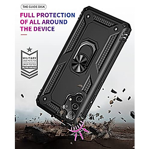 Anvzle for Samsung Galaxy A32 4G [Not Fit A32 5G] Case with [2 Pack] Tempered Glass Screen Protector, Galaxy A32 4G Heavy Duty Armor [Military-Grade] Protective, with Magnetic Ring Stand Cover (Black)