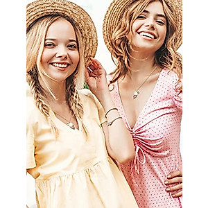 HUASAI Bff Necklace for 2 Girls Matching Friendship Necklace Half Heart Pendant Flamingo Necklace Best Friends Necklaces for Sister Birthday Gifts (D: white heart necklace)