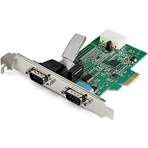 StarTech.com 2-port PCI Express RS232 Serial Adapter Card - PCIe RS232 Serial Host Controller Card - PCIe to Dual Serial DB9 Card - 16950 UART - Expansion Card - Windows & Linux , TAA (PEX2S953)