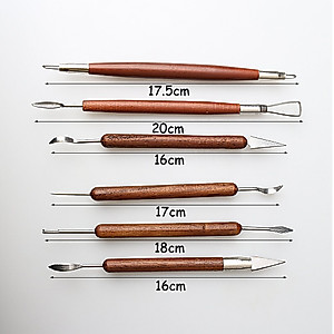Fashion Road 6Pcs Clay Sculpting Tools, Clay Tools Pottery Tools Wooden Handle Double-Sided Set for Pottery Ceramics Sculpting