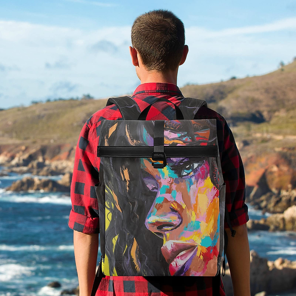 ALAZA Afro African American Woman Art Painting Large Laptop Backpack Purse for Women Men Waterproof Anti Theft Roll Top Backpack, 13 - 17.3 inch, Multi, One Size