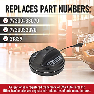 Replacement Fuel Tank Gas Cap - Compatible with Toyota & Lexus Vehicles - 4Runner, Camry, Solara, Tundra, Highlander, Sequoia, Sienna, Lexus GS300, LX470, ES330 - Replace 7730033070, 77300-33070