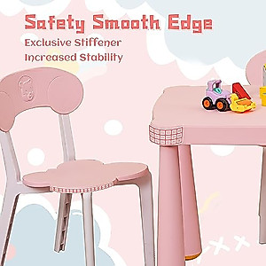 Domi Kids Table and Chair Set, 3 Pieces Enlarged Natural Plastic Toddler Desk and Chairs with 11.8" H Seat, Preschool Chair, Toddler Chairs Activity Table for Home, Playroom, Preschool, Kindergarten