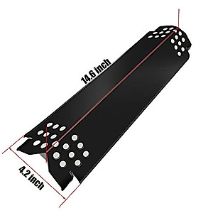 MONIBAQ 5 Packs Flame Tamers for Nexgrill 5 Burner 720-0888 720-0888N, 4 Burner 720-0830H 720-0830D Replacement Parts, Porcelain Steel Heat Plate Shields-14.6 X 4.2 inch