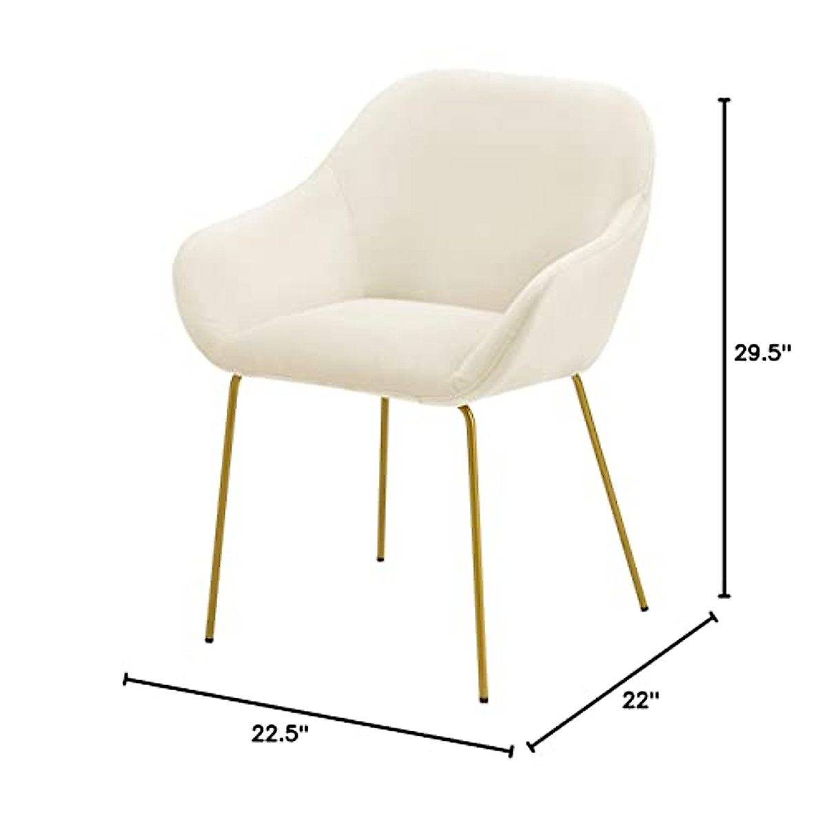 Ball & Cast Upholstered Dining Modern Accent Chair with Low Armrest Golden Metal Leg Set of 1, Beige