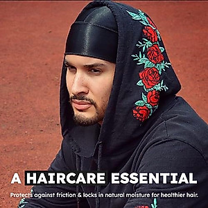 Shyne Silky Durag - Black | Perfect for Waves, Braids & Locs | Premium Silk Du Rags for Men & Women | Wide & Long Tail | Ultra-Soft & Wrinkle Free Satin | Black Owned Business