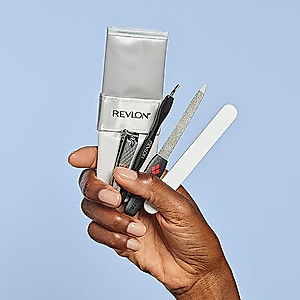 Revlon Manicure Set, Cuticle Trimmer, Nail Clipper, Nail File & Nail Buffer, Nail Care Tools, Smooths & Shapes, Easy to Use, 4 Piece Set