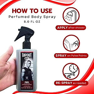 Tapout Fuel Body Spray Perfume for Men – Refreshing Fragrance, 8 oz