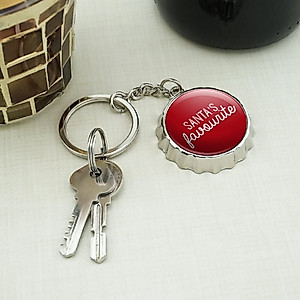 Santa's Favourite Keychain Chrome Plated Metal Pop Cap Bottle Opener