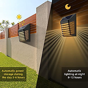 Solar Outdoor Fence Lights Warm White, Solar Wall Lamps Outdoor Waterproof Lights for Waterproof Garden Lights Wall, Stair, Pool (4 Pack)…