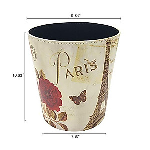 Meltset M Leather Trash Can Round Recycling Wastebasket for Office Bedroom Kitchen Bathroom 10 Liter