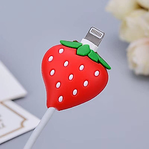 zuzengstory 24PCS Piece USB Charger Protector, Suitable for iPhone iPad Cable, Fruit bite Charging Protector and Cable Holder, Charging Cable Protector, Mobile Phone Accessory Cable Partner