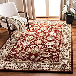Safavieh Royalty Collection Area Rug - 8' x 10', Red & Ivory, Handmade Traditional Oriental Wool, Ideal for High Traffic Areas in Living Room, Bedroom (ROY244B)