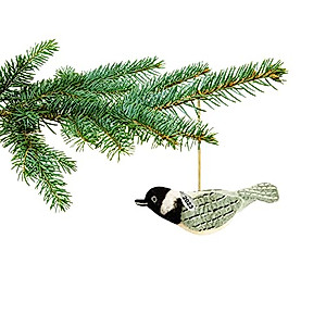 Felt Bird Ornaments - Chickadee Christmas Ornament 2023 Black Capped Chickadee Ornament - Fair Trade, Hand Felted Made in Nepal - Comes in an Organza Bag so It's Ready for Giving