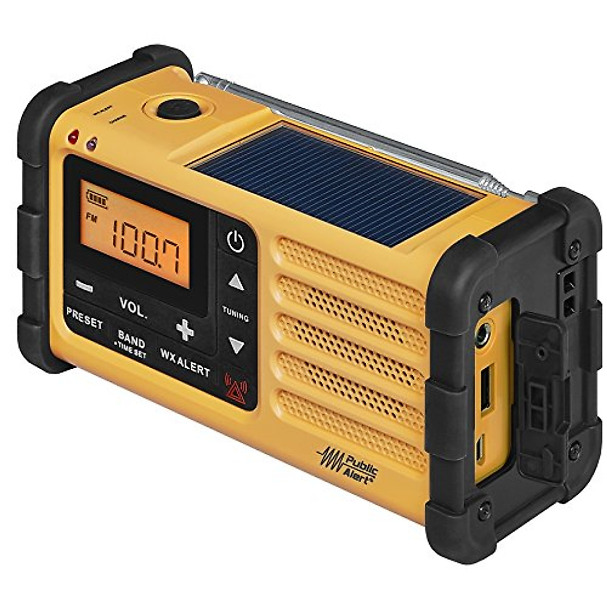 Sangean MMR-88 AM/FM/Weather+Alert Emergency Radio. Solar/Hand Crank/USB/Flashlight, Siren, Smartphone Charger yellow