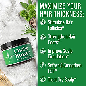 Chebe Butter For Hair Growth With Rosemary Oil. 2oz Vegan Chebe Hair Butter Grease For Hair Men, Women. Hair Thickening, Moisturizing, Strengthening. Hair Growth Scalp Treatment For Dry, Brittle Hair