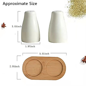 Salt and Pepper Shakers Set with a Bamboo Tray Ceramic Salt Shaker White Salt and Pepper Shaker Simplicity Salt and Pepper Set