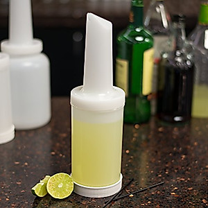 Carlisle FoodService Products Pourplus Store 'N Pour Complete Quart Set Neck, Container, And Cap for Bar, Kitchen, And Restaurant, Plastic, 32 Ounces, White, (Pack of 12)