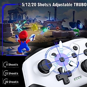 Switch Controller, Wireless Switch Controller for Switch/Switch Lite/Switch OLED, Extra Switch Controller with Paddles, Programmable Switch Remote Control with Back Buttons,Wake-up,Turbo-White