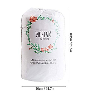 Yosoo Quilt Storage Bag, Cylindrical Large Capacity Clothes Pillow Blanket Storage Bags Reusable Drawstring Packing Bag for Comforters Blankets Bedding (15.7x15.7x31.5in)(3#Flower)