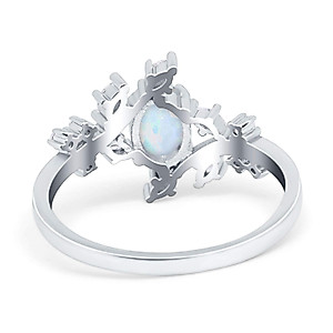 Blue Apple Co. Lab Created White Opal Size-10 Teardrop Two Piece Bridal Set Art Deco Vintage Round Cubic Zirconia 925 Sterling Silver