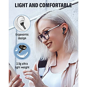 leuxe SOUCON ORYTO Wireless Earbuds 35Hrs Playtime TWS Bluetooth 5.0 Headphones Hi-Fi Stereo Sound in-Ear Earphones Touch Control Headset with Charging Case & Built-in Mic for Call Music, Black