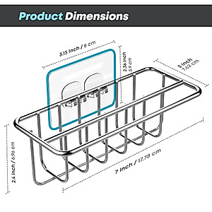KESOL Adhesive Kitchen Sink Sponge Holder + Dish Cloth Hanger + Soap Holder, 2-in-1 Kitchen Sink Caddy, 304 Stainless Steel Rust Proof, Water Proof, No Drilling (Silver)