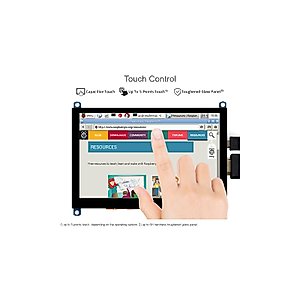 waveshare 5 inch Capacitive Touch Screen TFT LCD Display Toughened Glass Panel 800x480 5inch HDMI H V4 LCD for Raspberry Pi 4B/3B+/3B/Zero/Zero W WH,PC,Support VariousSystems