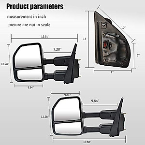 WLLW Towing Mirrors for Ford F250 F350 F450 F-550 Super Duty 2017 2018 2019 2020 With Power, Heated, Temperature Sensor, Turn Signal Light, Spot Auxiliary Lamp Pickup Truck