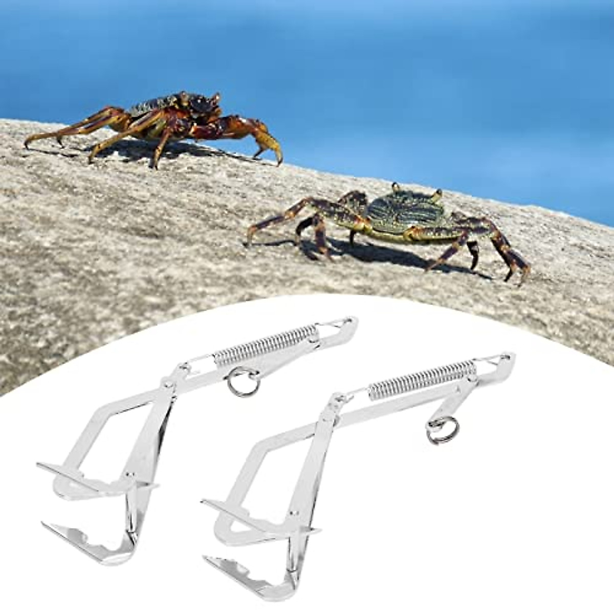 Qiilu Seafood Grabbing Tools Crabs Grabber Stainless Steel 2 Pcs Seafood Grabber Stainless Steel Grabbing Tools for Catching Crabs Pike Predatory Fish (Single Hook)