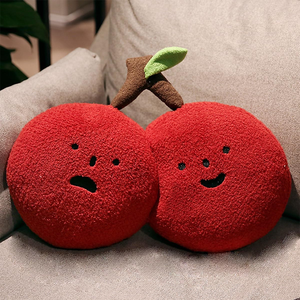 Yoholto Cherries Plush Pillow - 15.7 * 13 Inch Fruit Stuffed Animal- Food Plush Pillow - Christmas Birthday Gift