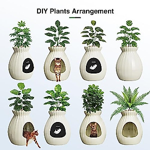 Plant Litter Box - Smart Odor Removal Sterilization - Hidden Litter Box Furniture for Indoor, Extra Large Cat Litter Box for Big Cats&Multiple Cats, Includes Artificial Plants, Door Curtain, Scoop