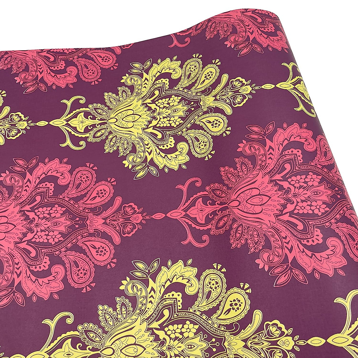 SimpleLife4U Luxury Purple Damask Removable PVC Shelf Drawer Liner Home Decor 17x118 Inch