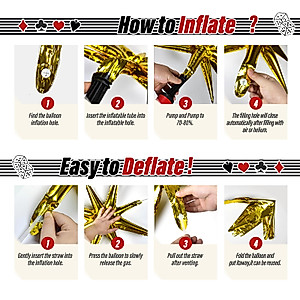 FOTIOMRG Red Black Gold Balloons Arch kit with 3pcs Star Balloons, Red Black and Gold Balloons Garland for Anniversary Casino Night Hollywood New Years Movie Night Birthday Decorations