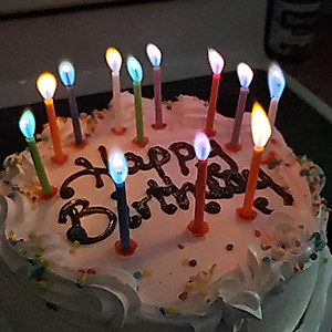 Angel Flames Birthday Cake Candles Happy Birthday Candles with Colored Flames (12pcs per Box, Holders Included) (12, Medium)