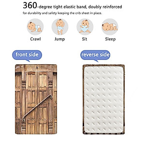 Rustic Themed Fitted Mini Crib Sheets,Portable Mini Crib Sheets Soft Toddler Mattress Sheet Fitted-Crib Mattress Sheet or Toddler Bed Sheet,24“ x38“,Brown