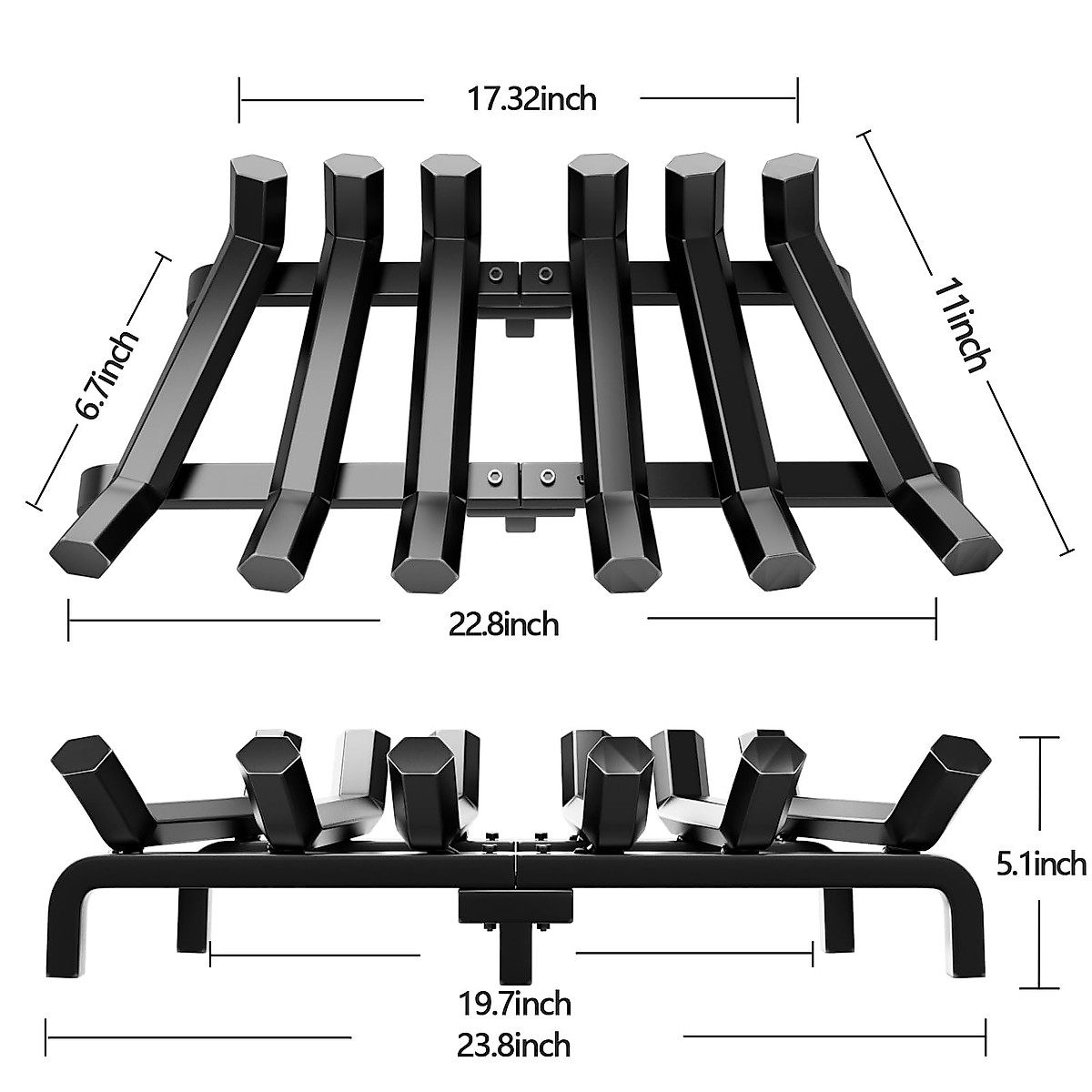 AMAGABELI GARDEN & HOME Fireplace Log Grate 24 Inch Wide Heavy Duty Solid Steel Indoor Chimney Hearth 3/4 Bar for Outdoor Kindling Tools Pit Wrought Iron Wood Stove Firewood Burning Rack Holder