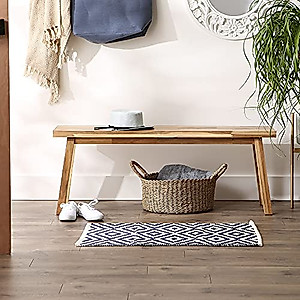 DII Indoor Braided Cotton Area Rug, Handloomed Yarn Dyed Woven, Reversible, 20x31.5, Navy Diamond