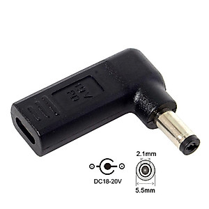 chenyang CY USB 3.1 Type C USB-C to Rectangle DC Plug 5.5mmx2.1mm Adapter PD Emulator Trigger 90 Degree Angled for Laptop Tablet (5.5x2.1MM)