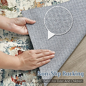 kakania 9x12 Living Room Area Rugs - Washable Modern Abstract Neutral Large Soft Indoor Rug Thin No Slip Floor Low Pile Carpet for Bedroom Dining Room Home Office Decor - Multi