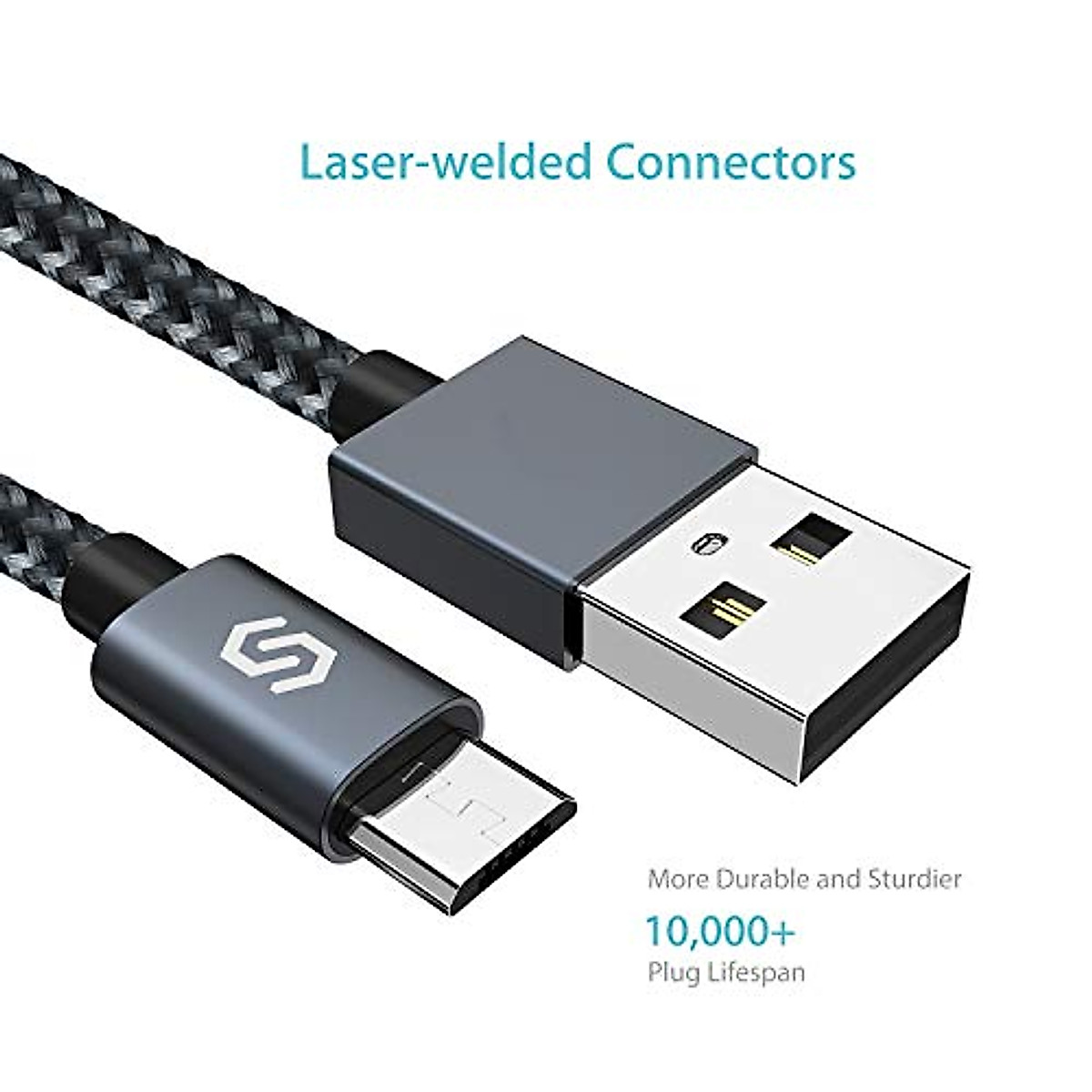 Micro USB Cable Android Charger - Syncwire [2-Pack 6.5 ft] Super-Durable Nylon-Braided Fast Sync & Charging Cord for Samsung, HTC, Nexus, LG, Xbox One, PS4, Smartphones & More