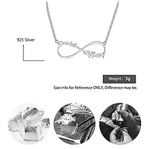 Lam Hub Fong Name Necklace Personalized Custom Name Necklace Personalized Name Necklace Sterling Silver Infinity Necklace with Name for Couples Gold Name Necklace (Silver)