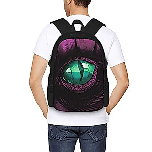Sdfsdby Green Eye Of A Violet Dragon Backpacks Boys Girls School Computer Bookbag Travel Hiking Camping Daypack Casual Laplop Backpack for Unisex Teens