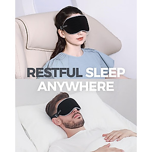 MZOO Luxury Sleep Mask for Back and Side Sleeper, Completely Block Out Light Sleeping Eye Mask for Women Men, Zero Eye Pressure 3D Contoured Night Blindfold, Breathable & Soft Eye Shade Cover Black