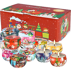 Christmas Candles Gift Set of 16, Bulk Home Scented Aromatherapy Candles with Fragrances, Gift Boxed for Present Candlelight Dinner Spa Bath