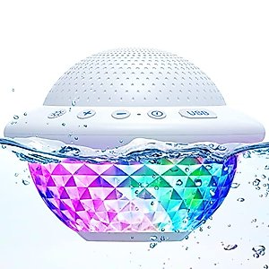Floating Pool Speakers with Colorful LED Lights, IPX7 Waterproof Hot Tub Bluetooth Speaker, 10W Stereo Loud Sound, Built-in Mic, Portable Wireless Speakers for Shower Bathtub Outdoor Swim,Ideal Gifts